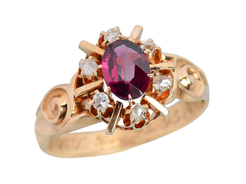 Christmas Past - Garnet Edwardian Ring of 1895 – The Three Graces