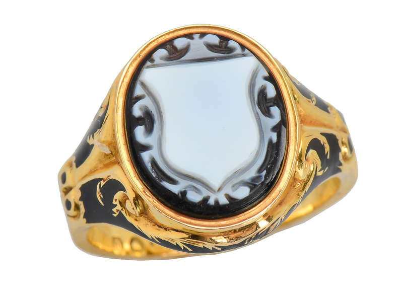In Memory - Victorian Crest Enamel Ring of 1859 – The Three Graces