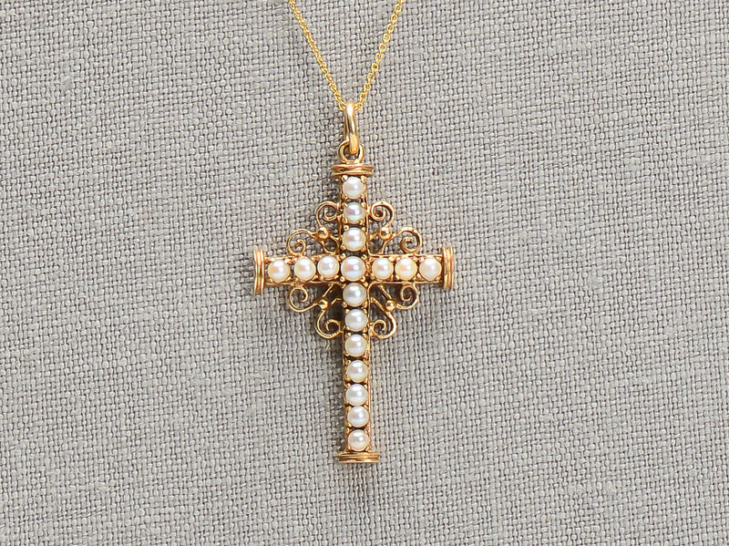 Devotional Estate Cultured Pearl Cross – The Three Graces